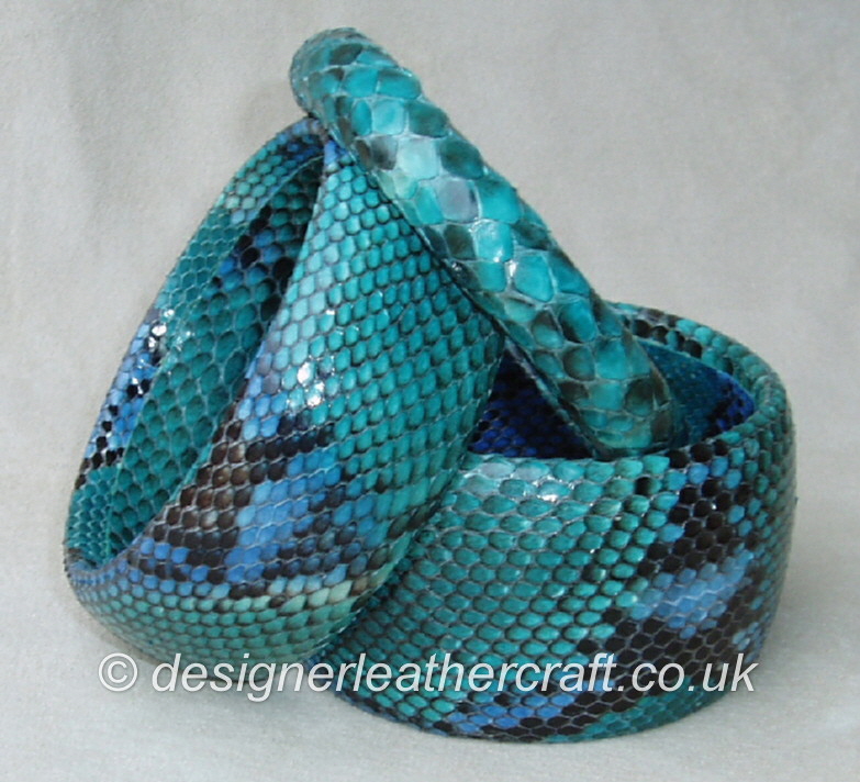Hand Made Snakeskin Cuffs and Leather Jewellery With Stones.