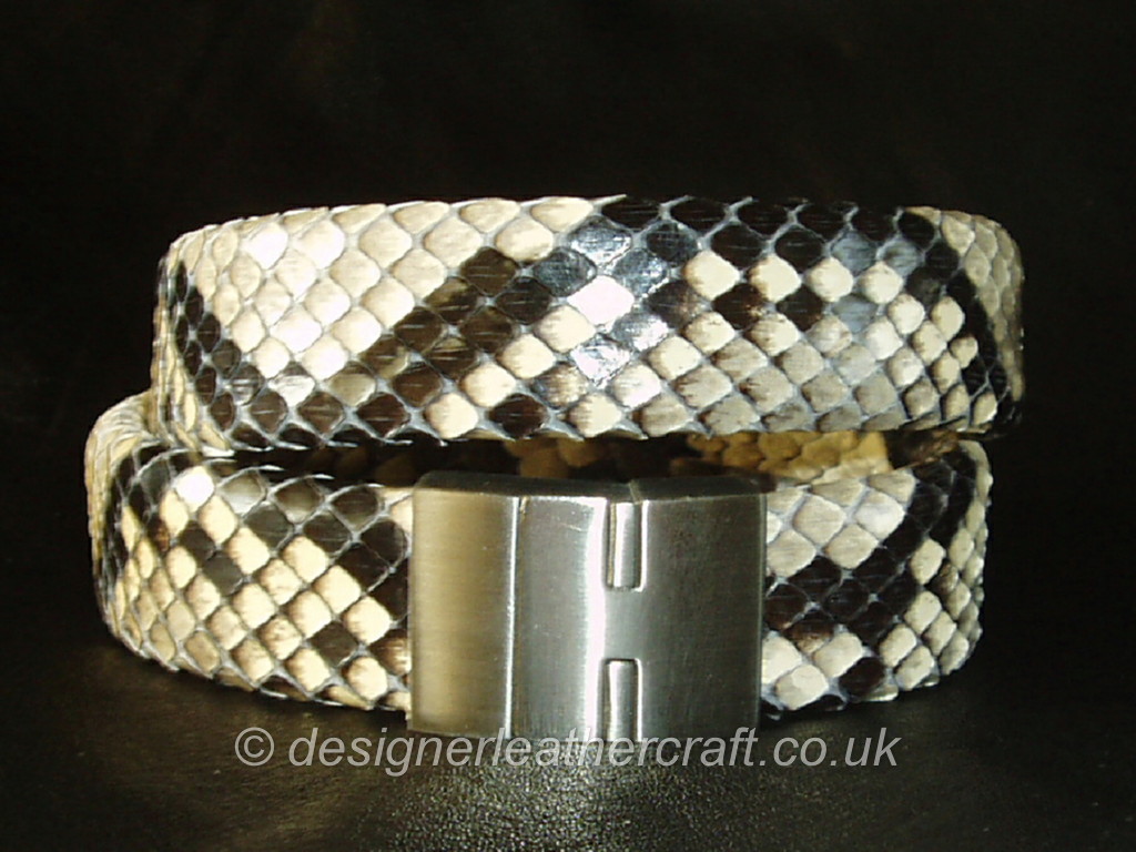 Hand Made Snakeskin Cuffs and Leather Jewellery With Stones.