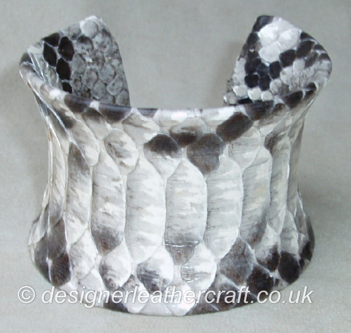 Hand Made Snakeskin Cuffs and Leather Jewellery With Stones.